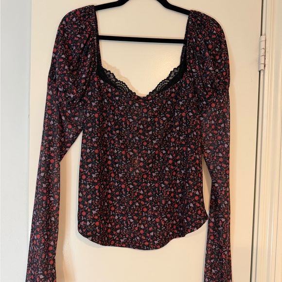 Maeve | Tops | Maeve Black And Red Floral Blouse | Poshmark